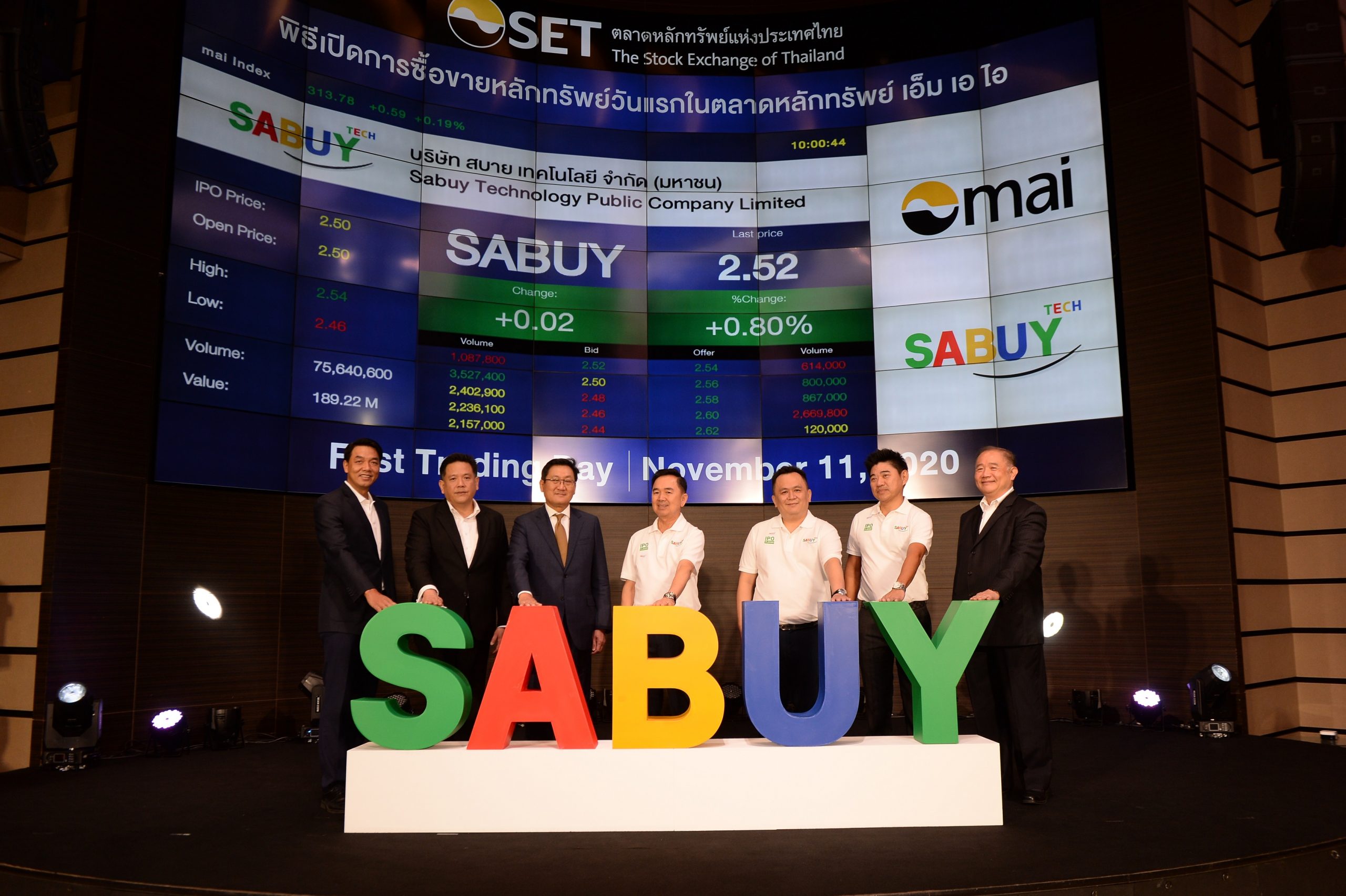 SABUY ปิดเทรดวันแรกที่ 1.87 บาท ต่ำกว่าราคาขาย IPO 25.20% : อินโฟเควสท์