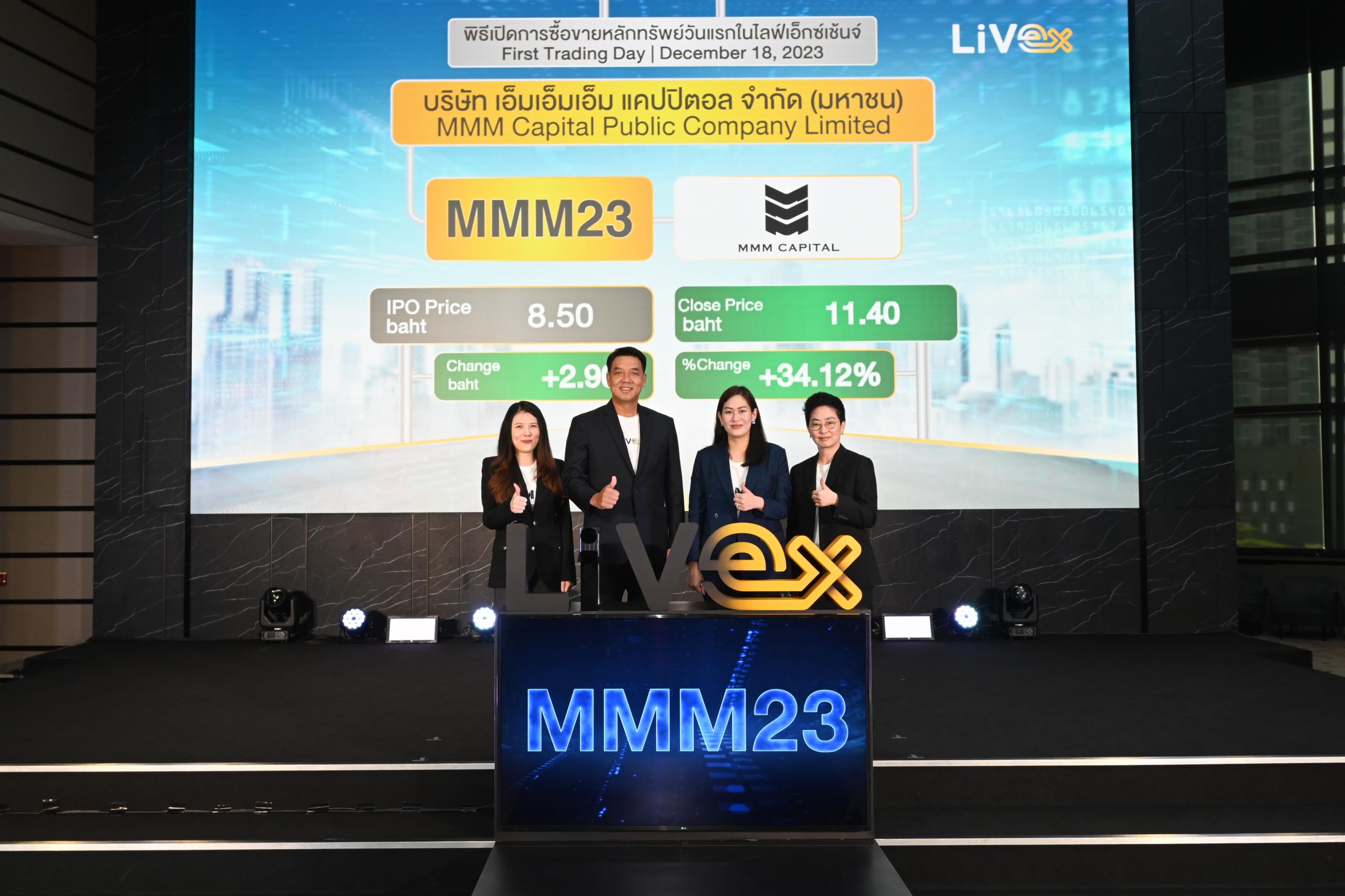 MMM 23 เปิดเทรดกระดาน LiVEx วันแรกพุ่งเหนือจอง 34% : อินโฟเควสท์