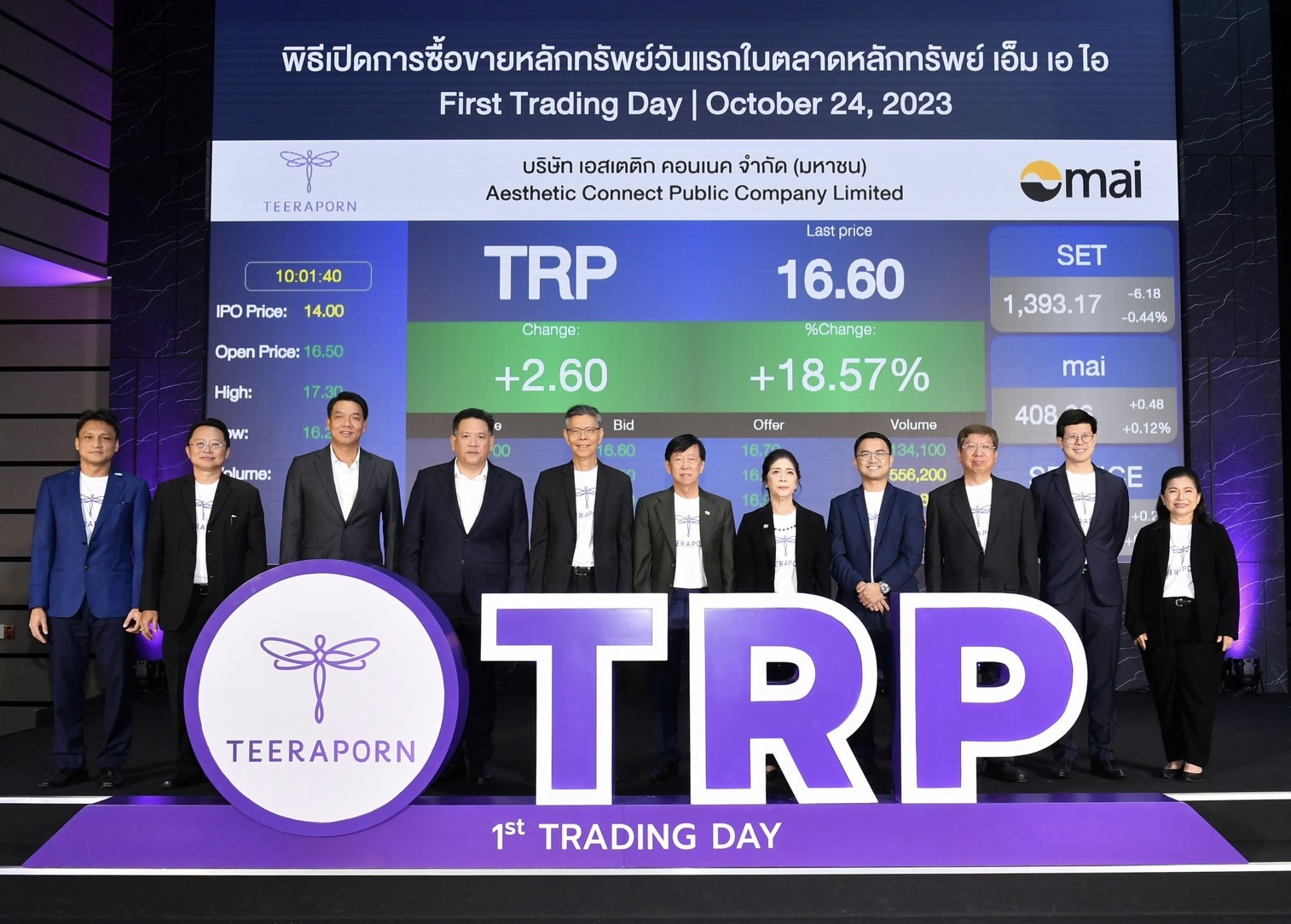 TRP เปิดเทรดวันแรก 16.50 บาท เหนือจอง 17.86% : อินโฟเควสท์